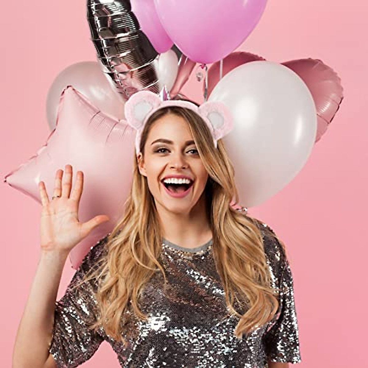 SOLUSTRE Bear Ears Headband Lovely Headdress Face Washing Hair Hoops Makeup Headband Hair Accessories for Girls Spa Makeup Washing Face Outdoor, Pink