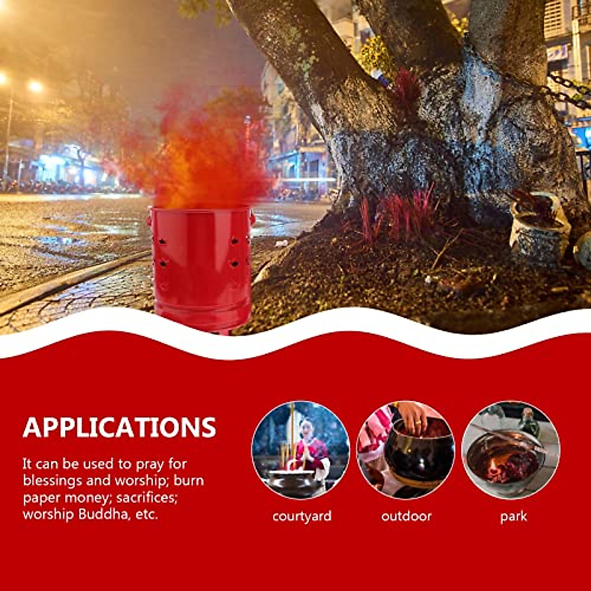 DOITOOL Burn Barrel Incinerator Can: Metal Garden Incinerator Fire Bin Enamel Burn Bin Stainless Steel Incinerator Burn Barrel Incinerator Cage Ash Bucket Fire Pit Wood Burning Pit