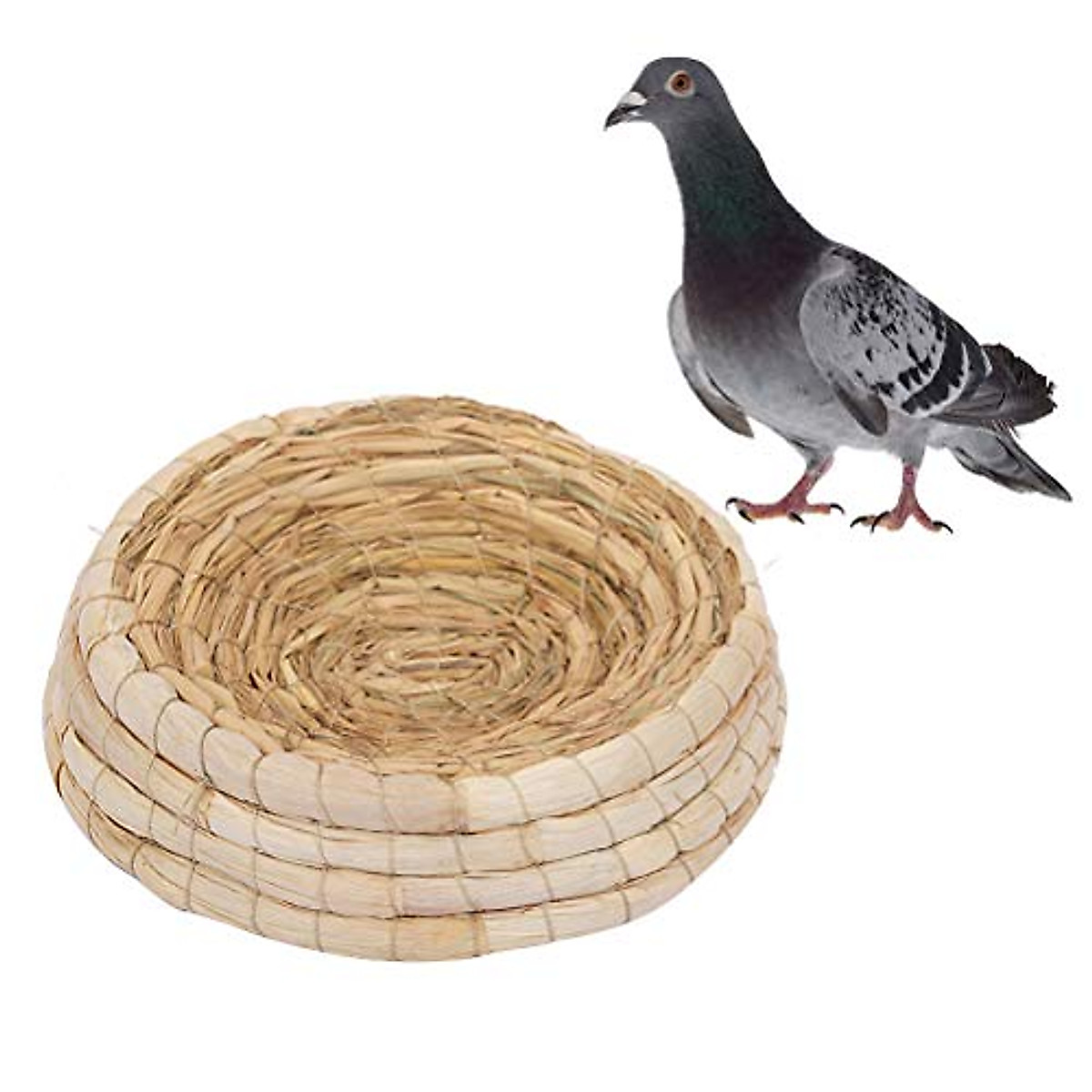 POPETPOP Handwoven Pigeon Nesting Bowls, Bird Nests Straw Incubation Bed, Courtship Breeding House for Pigeon/Dwarf Rabbit/Gerbil/Chinchillas/Parakeet/Guinea Pigs, 24x6.5cm