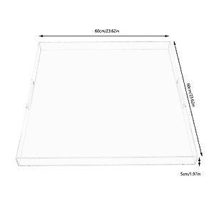 Clear Extra Large Acrylic Serving Tray, Oversize 24x24 Inch -Spill Proof- Decorative Trays Countertop Organiser, Acrylic Tray for Ottoman,Nightstand, Sidetable