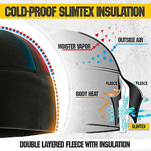 M-Tac Fleece Watch Cap - Tactical Beanie Hat Winter Skull Cap Cold Weather (Black, L)