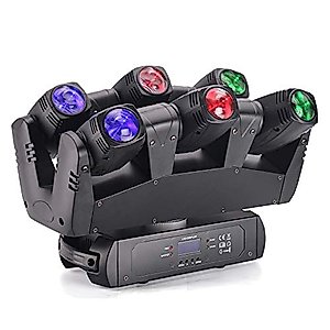 Moving Head Light, LED RGBW Portable Stage Light, Strobe Party Beam DJ Lighting, 6 LEDs Heads X 10W RGB Stage Lighs, DMX Control Effect Stage Lamp, for Wedding Disco Dj Party Light