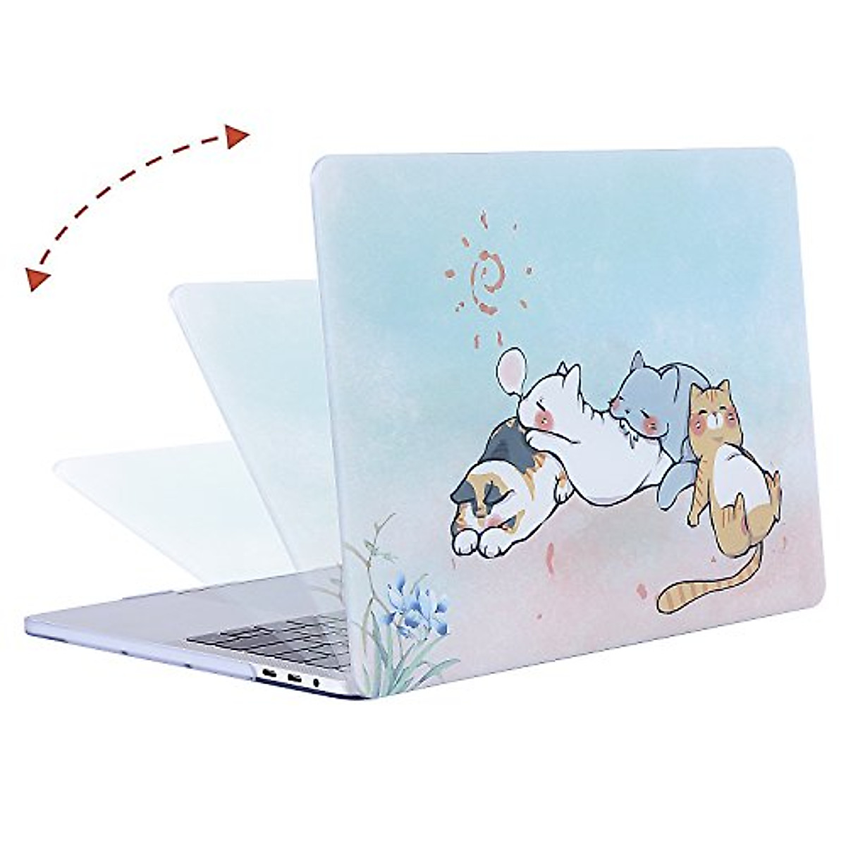MOSISO Compatible with MacBook Pro 13 inch Case M2 2023, 2022, 2021-2016 A2338 M1 A2251 A2289 A2159 A1989 A1708 A1706, Plastic Pattern Hard Shell Case&Keyboard Cover&Screen Protector, Cute Cat