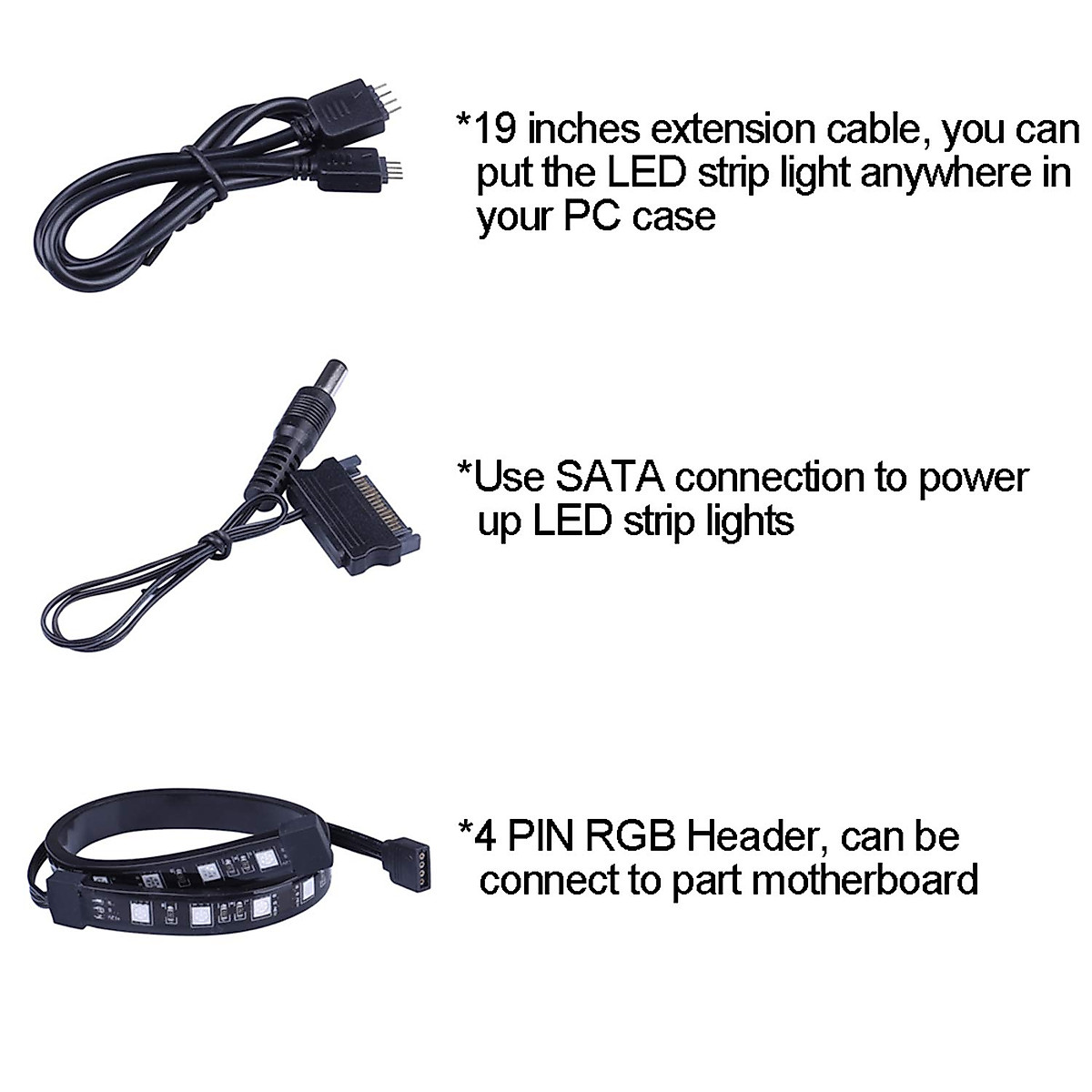 DS leddess RGB LED Strip Computer Lighting via Magnet with Controller for Desktop Computer Case Mid Tower Full Tower (24Key Remote,2PK,30CM,R Series)