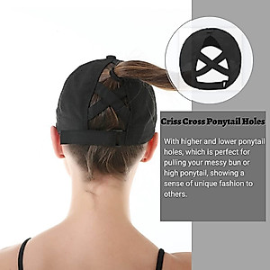 Womens Hats Criss Cross Ponytail Baseball Cap Adjustable High Messy Bun Ponycap Quick Drying Running Hats Essentials Cap for Women