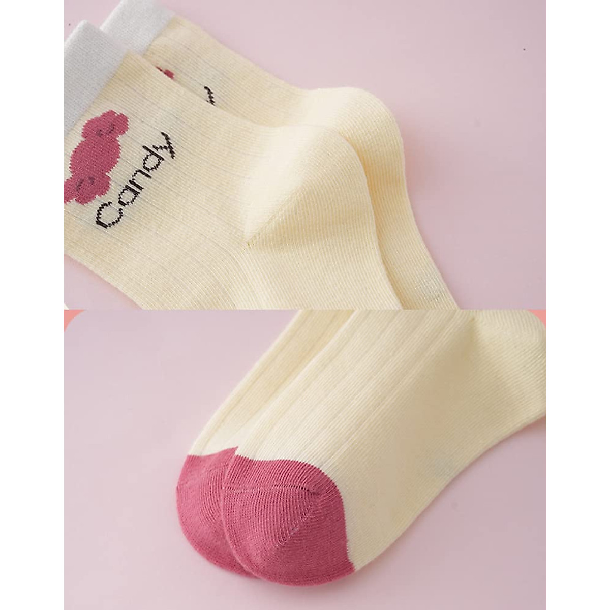 Toptim Kids Girls' Crew Socks Cute Casual Dress Cotton Socks (6-9 Years, 10 Pairs)