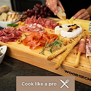 Extra Large Cutting Board North American Maple - Heavy Reversible Butcher Block with Juice Groove for Cutting Meat and Juicy Veggies Easily - XL Chopping Board - Maple - 24x18x1.5 inches