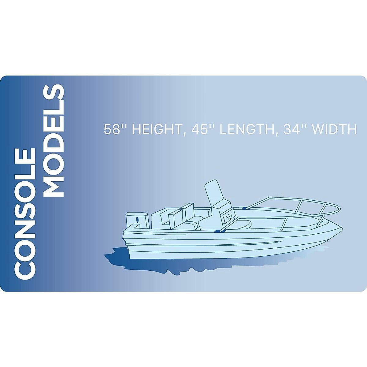 GOODSMANN 600 Denier Center Console Boat Cover Accessory Waterproof Boat Cover Weather Protection Trailerable Boat Cover Fits Models Up to 58'' Height, 45'' Length, 34'' Width 9921-0162-31