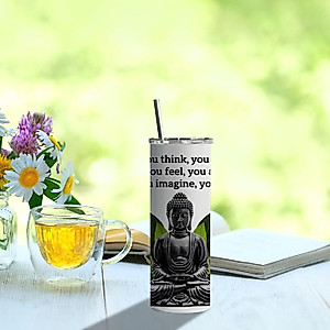 Tumbler with Lid and Straw Black Buddha (1) thermos coffee travel mugcute cups 20 oz insulated tumbler for Daily Holiday Decor Gift coffee cup