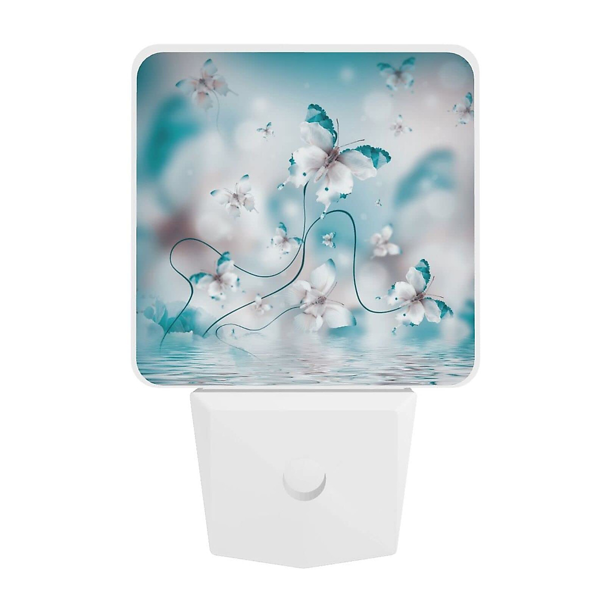 Avulzgd Teal Butterfly Night Light Plug in Wall Decorative Led Nightlight with Auto Dusk to Dawn Sensor Lamp for Kids Bedroom Room Nursery Hallway Kitchen Decor