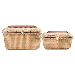 Teng Jin Decorative with Lid Handmade Nantucket basket A gorgeous little jewelry box Cane staves finely-woven home-storage-baskets-and-containers Arts,Luxury Container