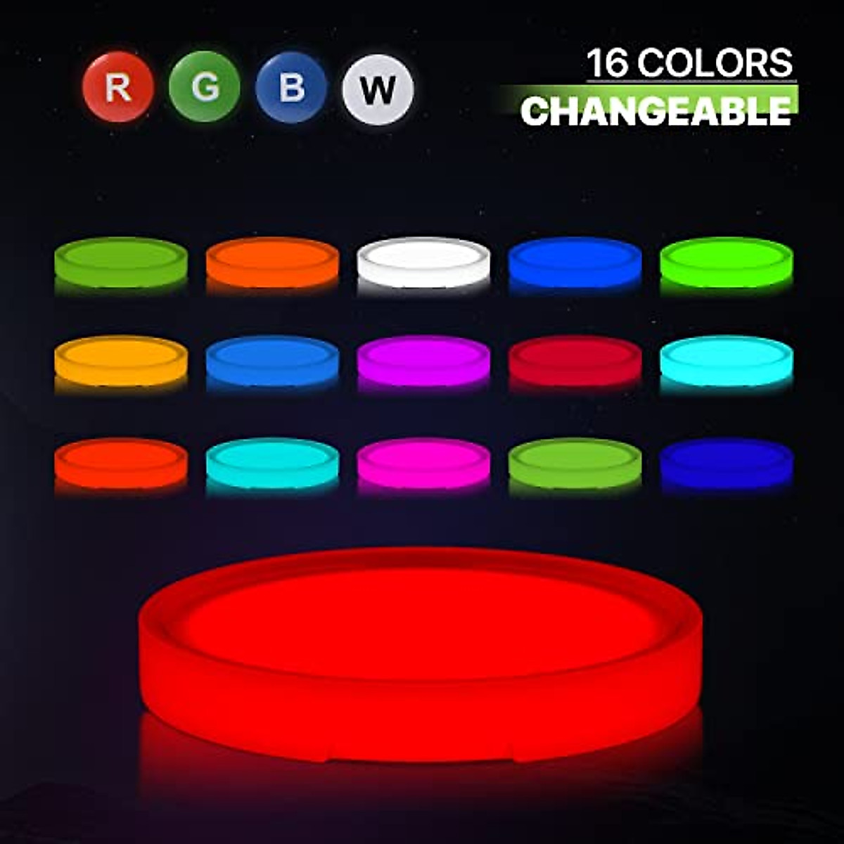 Magshion LED Light-Up Serving Tray 16 Color Cocktail Party Service Delivery Tray Rechargeable Multicolor Lighting Serving Trays Barware with Remote for Music Theme Birthday Party