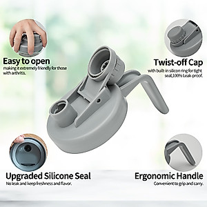 BTWD Cold Brew Coffee Maker, 64oz Glass Mason Jar Pitcher Iced Tea Maker Wide Mouth Spout Lid Airtight with Handle Stainless Steel Filter for Iced Coffee, Ice Lemonade, Fruit Drinks, with Spoon/Brush