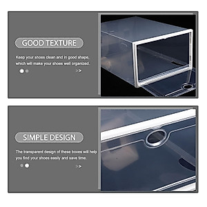 Cabilock 5pcs Shoe Storage Box Clear Plastic Stackable Shoe Organizer Space Saving Foldable Shoe Rack Sneaker Container Bin Holder Display Case