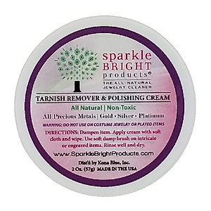 Sparkle Bright Products All-Natural Jewelry Cleaner | Tarnish Remover & Polishing Cream, 2oz. (57g) | Gold, Silver, & Platinum Precious Metal Polish for Jewelry Cleaning
