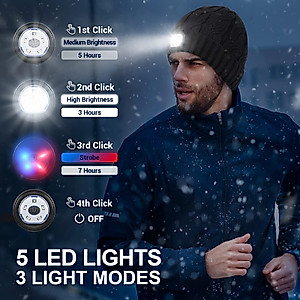 LED Beanie Hat with Headlamp, Handsfree Flashlight for Camping Hiking Fishing, Stocking Stuffers Christmas Birthday Gifts for Men Women Teens Dad Grandpa Husband Brother Boyfriend Him