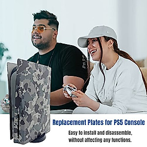 Camouflage Face Plates Cover Shell Panels for PS5 Disc Edition Console, Playstation 5 Accessories Faceplate Protective Shell Replacement Plate (Gray Camouflage)