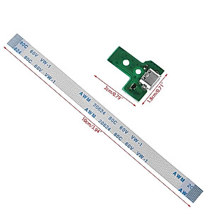 Onyehn 2pcs JDS-030 Replacement Charging Port Assembly for PS4 DualShock 4, Repair Part Micro USB Adaptor Charger Socket Board Connector Module(with 12 pin Eject Ribbon Flex Cable)