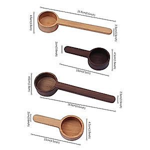 Wooden Coffee Spoon, Coffee Scoop Measuring for Coffee Beans, Whole Beans Ground Beans or Tea, Home Kitchen Tools Utensils (3.8in, beech)