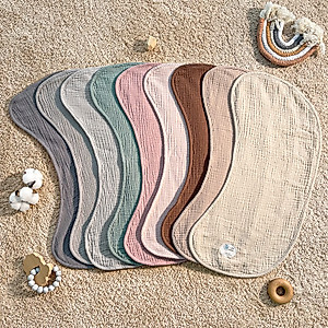 lulumoon Muslin Burp Cloths Sets - Large Cotton Burping Cloth Super Soft and Absorbent for Baby Boys and Girls 6pack (Brown)