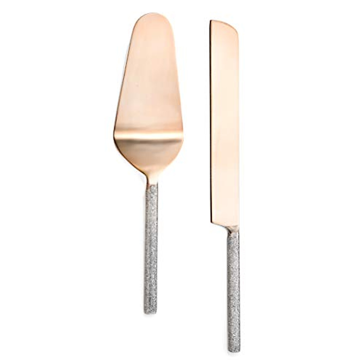 American Atelier Party Essentials Cake Serving 2Piece Stainless Steel Set with Decorative Handles Perfect for Dessert Lovers Parties Entertaining Gifts and More glitter copper medium (3268022CCS)