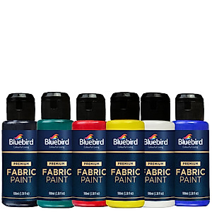 BLUEBIRD Fabric Paint, White, 3.4 Fl Oz, Permanent Fabric Paints for Clothes, Furniture Upholstery
