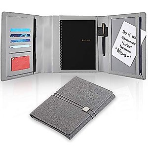 OOKU Trifold A5 Travelers Notebook Cover Compatible with Rocketbook Fusion Executive Size, Smart Reusable Notebook, Panda Planner, Wave, Everlast | 6" x 8.8" Journal Cover with Pen Loop, Business Card Organizer