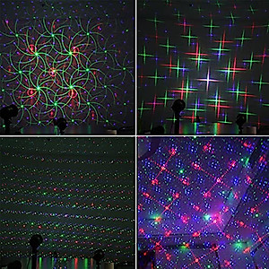 JOY SPOT! 8 Patterns 3 Color Christmas Laser Lights, Outdoor Garden Lights Moving RGB Stars Show for Outdoor, Party, Halloween, Xmas