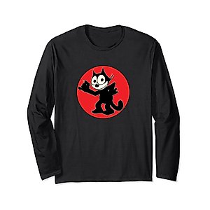 Felix Cartoon Cat Red Sunset Sly Smiling Felix Tee Long Sleeve T-Shirt