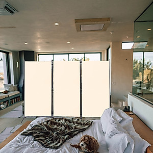 102x71'', 3 Panel Room Divider, Folding Privacy Screen for Home, Dorm, Office, Partition Room Dividers Separators, Freestanding Room Divider Screen Fabric Panel (Grey, 3 Panel)