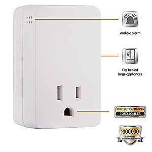 GE UltraPro Surge Protector with Audible Alarm, 2 Pack, Outlet Extender, Fits Behind Hard-to-Reach Areas, End of Service Alarm, 1080 Joules, Warranty, UL Listed, White, 53868
