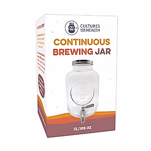 Cultures for Health Continuous Kombucha Brewing Jar with Spigot | 5 Liter Glass Jar with Spout for DIY Fermentation | Long Term Kombucha SCOBY Hotel Jar | Daily Kombucha Tea Probiotic Drink Dispenser