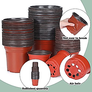 120 Pieces Nursery Pots Variety Pack Plastic Plant Pots 4 5 6 Inch Flower Plant Container Plastic Seed Starting Pot for Seedlings Transplants Indoor Outdoor Garden Yard and Park (Red)