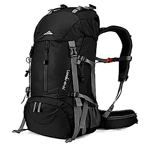 Loowoko 50L Hiking Backpack, Waterproof Camping Essentials Bag with Rain Cover, 45+5 Liter Lightweight Backpacking Back Pack