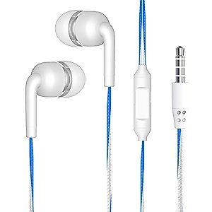FUELEGO Fashion Noise Canceling Wired Headphones with Mic 3.5mm Portable Wired Headphones for iOS Android Smartphone Laptop MP3 Gaming Walkman (White)