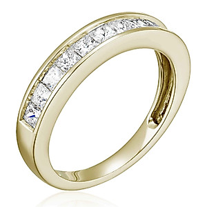 Vir Jewels 1 cttw Diamond Wedding Anniversary Band for Women Half Eternity Square Diamond Engagement Ring 14K Yellow Gold Princess Cut Channel Set Size 6