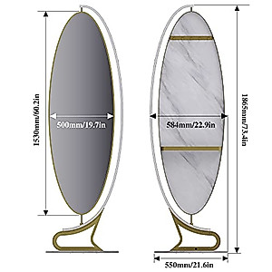 ANYHI 73 x 23 Inch Standing LED Mirror Full Length, Full Length Mirror with Lights, 360°Swivel Large Full Body Mirror with Lights, Lighted Free Standing Up Floor Mirror Full Length (Gold)