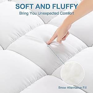 LIANLAM Mattress Topper for Back Pain Relief, Soft Mattress Protector Cover with 8"-21" Deep Pocket (White, King)