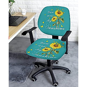 Big buy store Office Chair Cover Sunflower Butterfly Desk Chair Cover Stretch Elastic Universal Computer Chair Covers My Sunshine Teal Green Stretch Rotating Chair Slipcovers Protectors