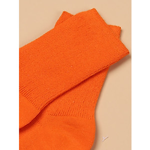 SHENHE Women's Ribbed Knit Cushioned Athletic Running Mid Calf Crew Socks Neon Orange One Size
