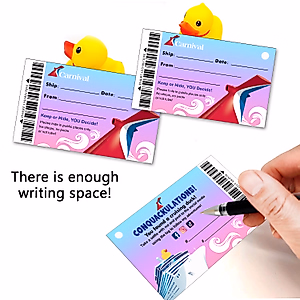Cruising Rubber Duck Tags, Duck Tags, Carnival Cruising Line Gold Sailing Card, Duck Duck Tags, Ducking Game Cards, 50 Pack, 3.5 x 2 inches, with Hole and Rubber Bands (Cruise Tags 7FDC223)