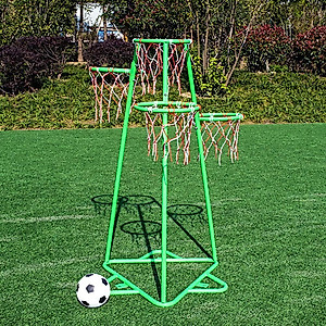 TERMATION Kids Basketball Hoop Portable Basketball Stand with 4 Hoops at Varying Heights and 3 Balls Toy Set for Age 3 Years and Up for Toddlers Indoor and Outdoor Sport Games (Green)