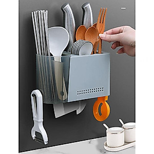 2 Pcs Utensil Holder Cutlery Caddy Wall Mounted High Capacity for Home Kitchen Knife Fork Spoon Tableware Organisers yubin1993 (Color : Blue)