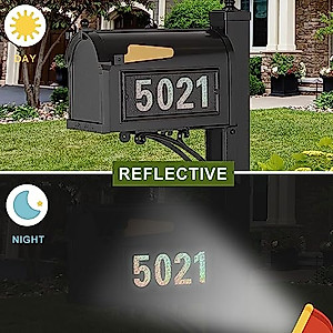 Reflective Mailbox Numbers for Outside, 4 Sets Large 4 inch 0-9 Self Adhesive Address Numbers for House Doors (4 inch, Multi)