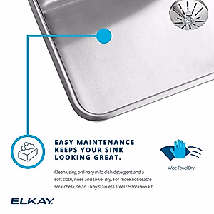 Elkay ELUH1316 Lustertone Classic Single Bowl Undermount Stainless Steel Sink
