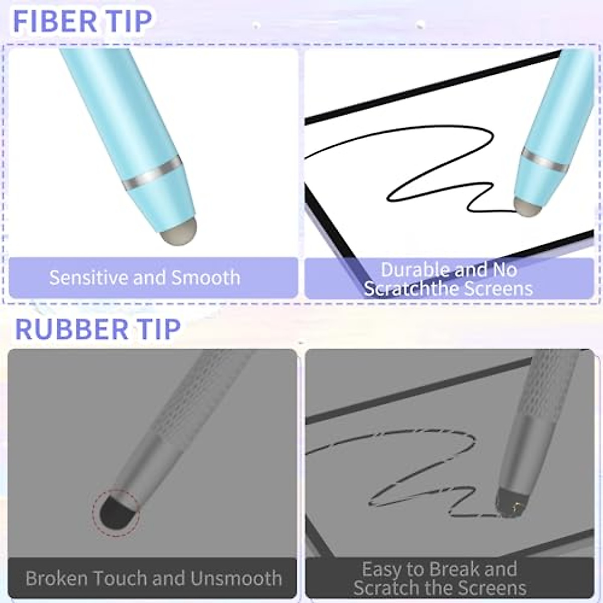 Stylus Pens for Touch Screens(3 Pcs), High Sensitivity Fiber Tips Capacitive Stylus for iPad iPhone Tablets Samsung Galaxy All Universal Touch Screen Devices (Gradient Blue)