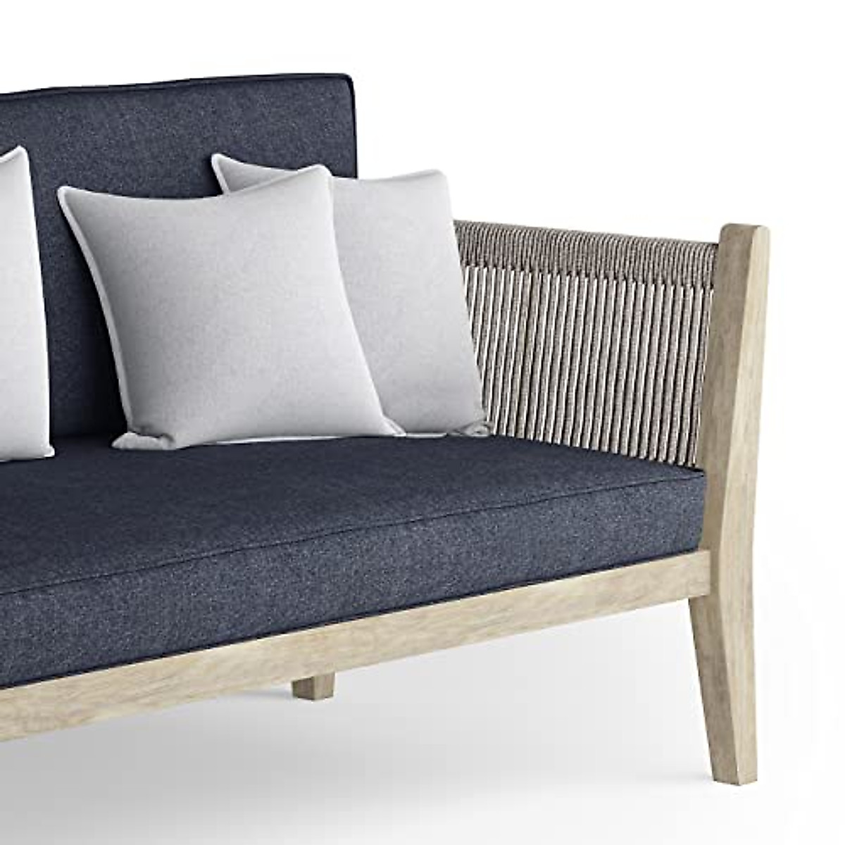 SIMPLIHOME Cayman 77 Inch Wide Contemporary Outdoor Sofa with Décor Pillows in Slate Grey Polyester Fabric, For the Living Room and Family Room