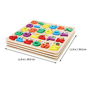 TOYANDONA 4 Sets Puzzle Wooden Jigsaw Puzzle Letter- Match Playthings Preschool Board Games Wooden Jigsaw Toy Preschool Shape Puzzles Wooden Math Puzzles Classification Board Child Number