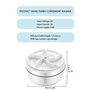 AMZTEMU Portable Mini Turbo Washer, Portable washer machine, Mini washing machine portable washer for Underwear, Baby Clothes, or Small Items, for Apartments, Camping, Travel