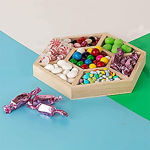 Hammont Hexagon Sectional Wooden Trays - 3 Pack - 8.5”x8.5”x1” - Eco Friendly Decorative Wooden Tray for Dry Fruits & Candies | Organic Wooden Tray for Gift & Home Décor